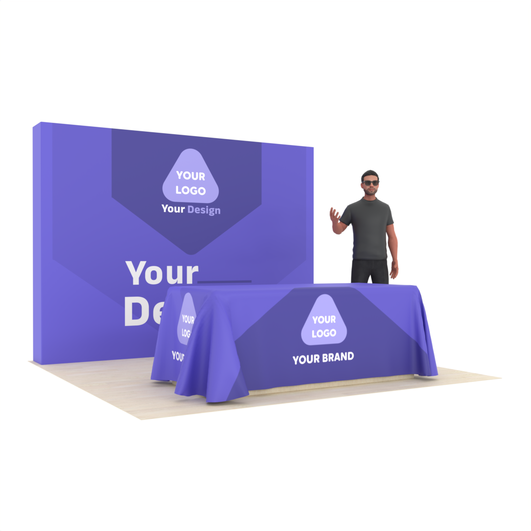 10ft Straight QuickPop™ Booth with Custom Table Cover – ExpoPrint