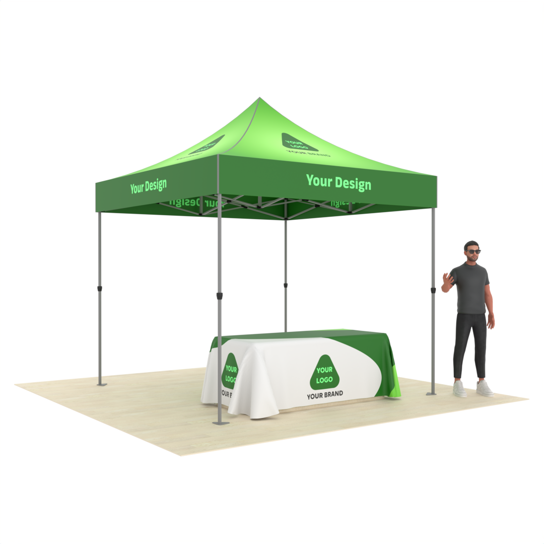 Commercial Vendor Popup Tent with Custom Canopy Design & Table Cover ...